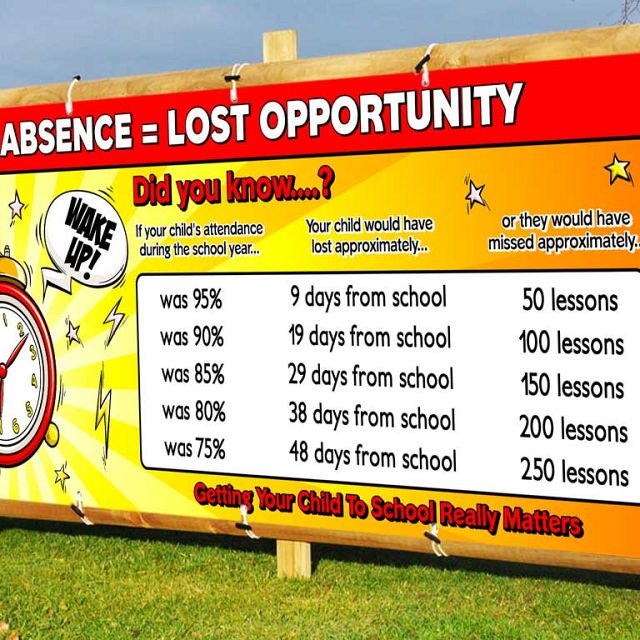 School Absence Banners | Custom Printed School Vinyl Banners from HFE Signs