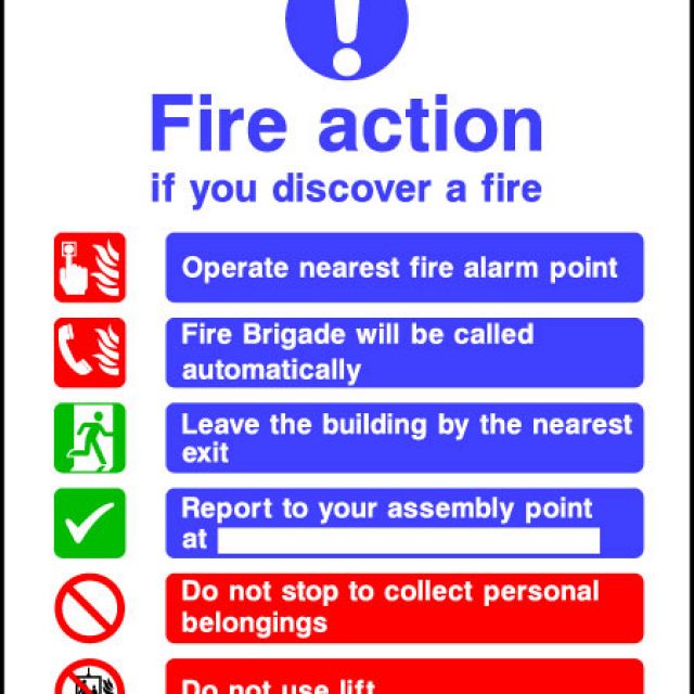 Fire Action Notice & Safety Signs, Assembly Point Sign UK | HFE