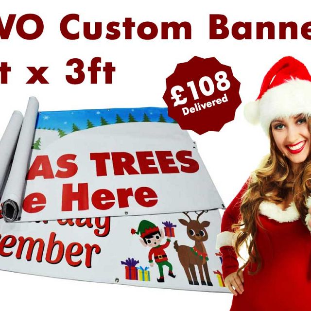 Two 8ft x 3ft Custom Printed Vinyl Banners - £108 Delivered!