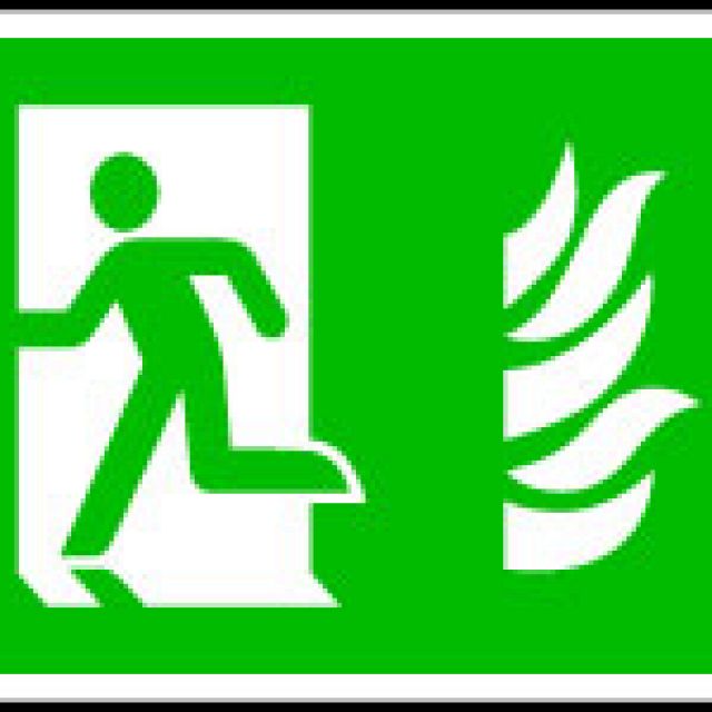 Fire Exit Flame (left-up) Sign | HFE Signs & Banners