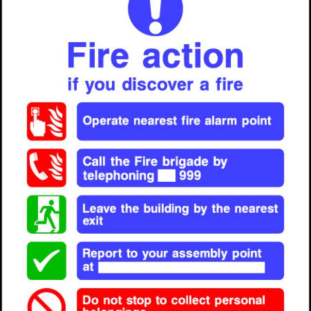 Fire Action Notice & Safety Signs, Assembly Point Sign UK | HFE