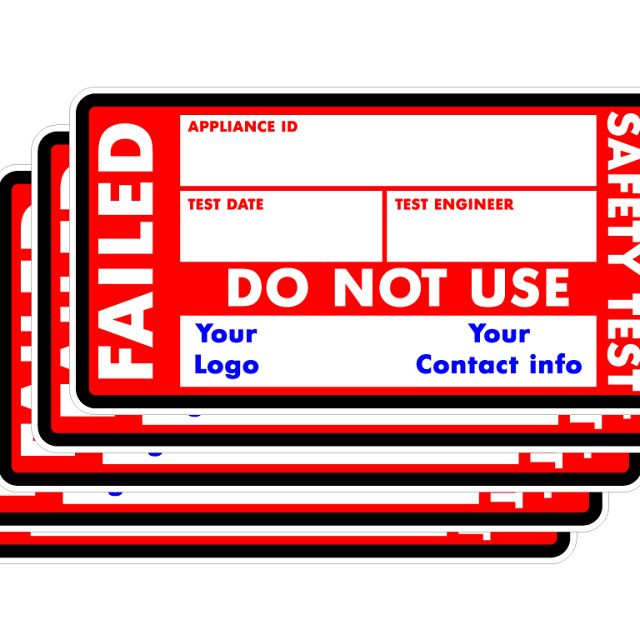 Branded Filed PAT Test Labels | Personalised Failed PAT Test Labels