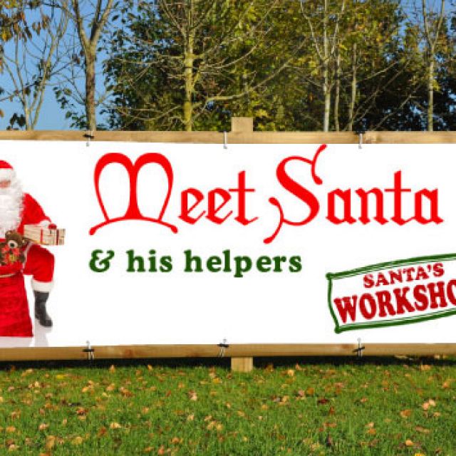 Santa's Grotto banners, Meet Santa Here Christmas banners