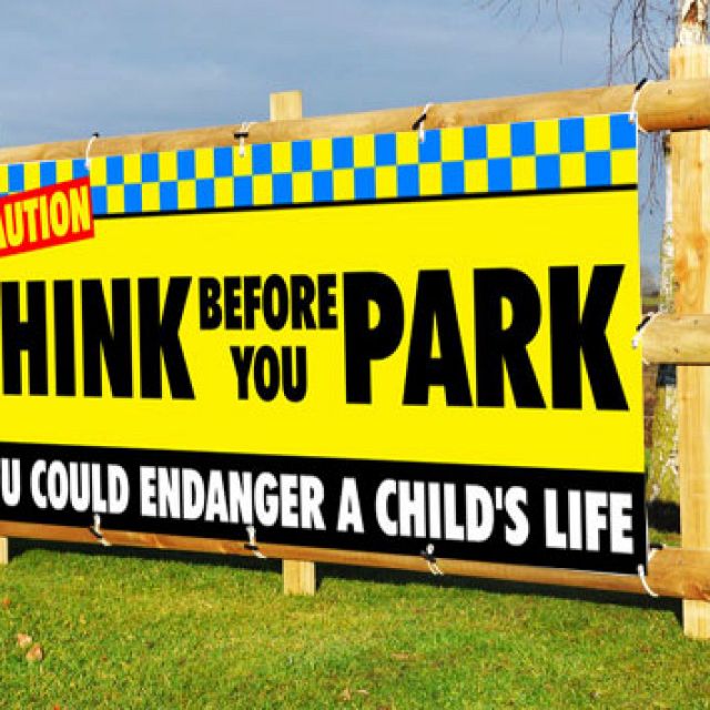 Think Before You Park Banners - Outdoor School Safety Banners
