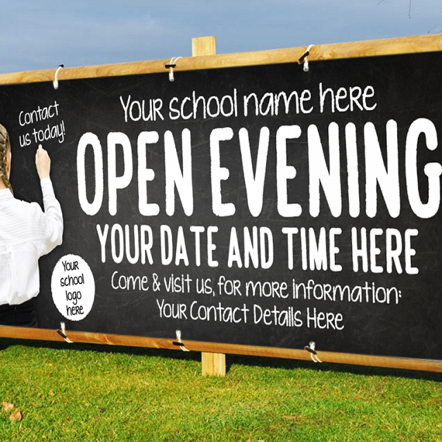 School Open Evening Banners - Next Working Day UK - School Banner Printing