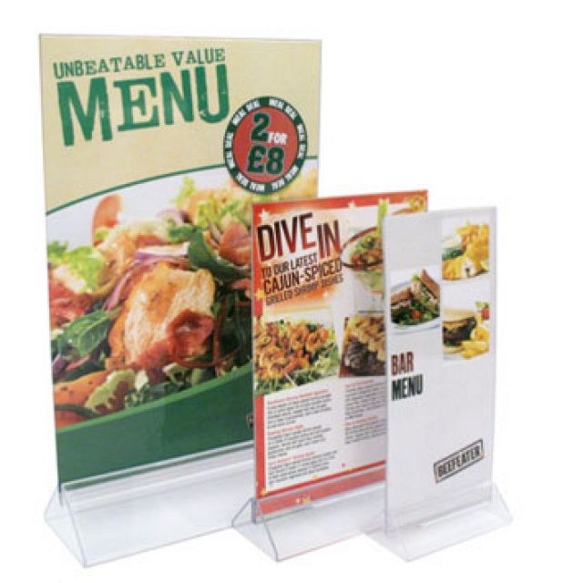 Clear Menu Holder | HFE Signs & Banners